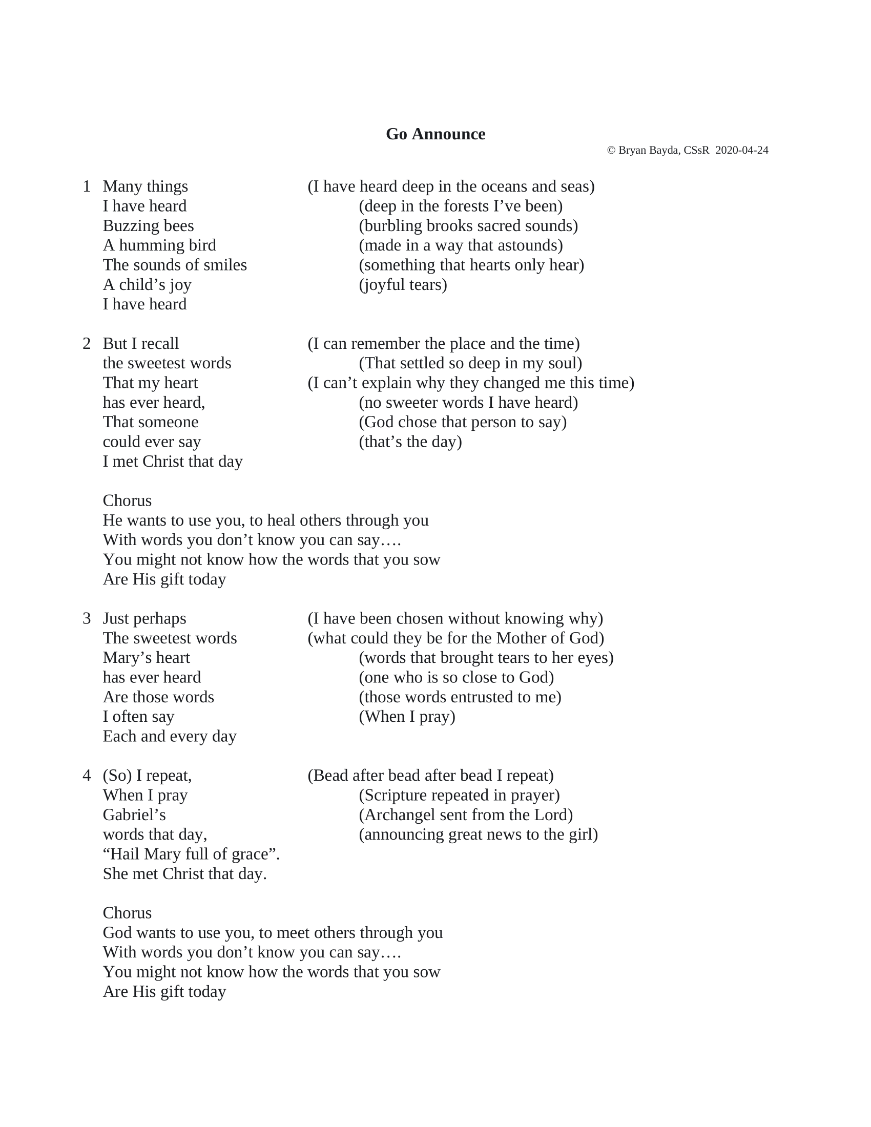 Bishop Bryan J. Bayda, CSsR is grateful to God for all of His gifts ...