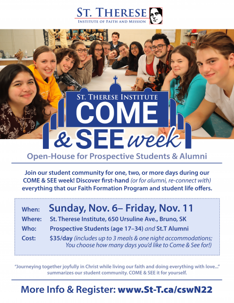 “Come & See” Week at St. Therese Institute of Faith and Mission ...